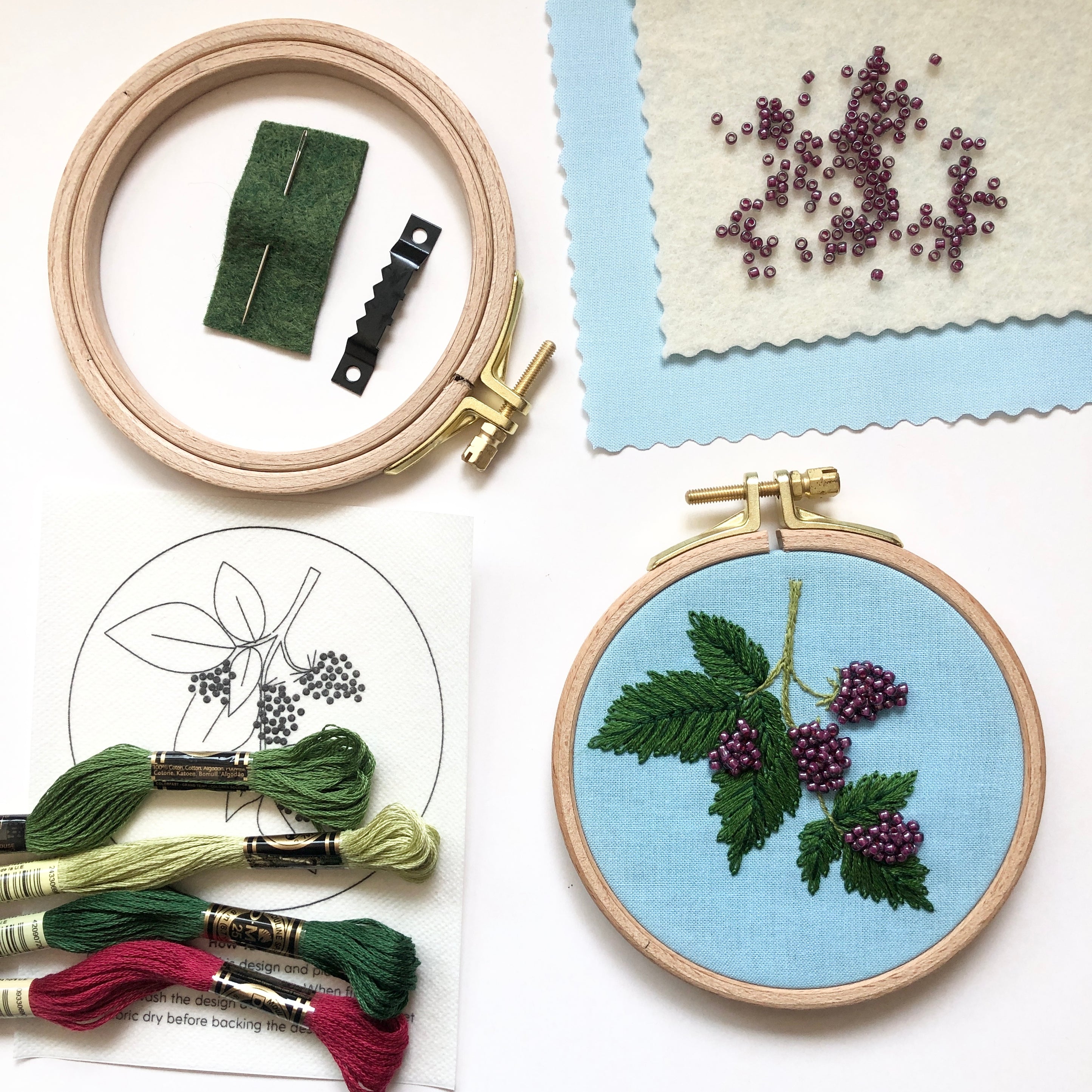 Beaded Berries Botanicals Embroidery Kit for DIY & Beginners – MCreativeJ