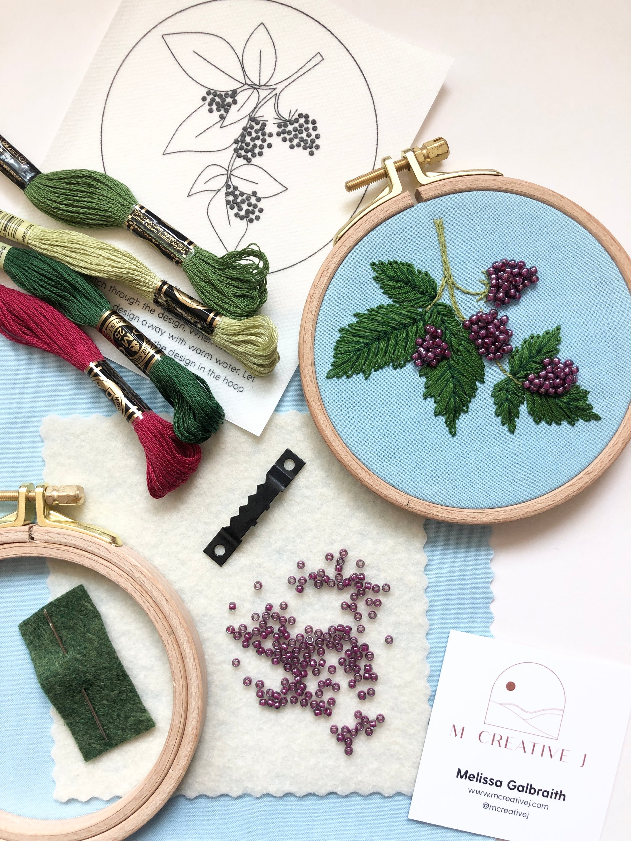 Beaded Berries Botanicals Embroidery Kit for DIY & Beginners – MCreativeJ